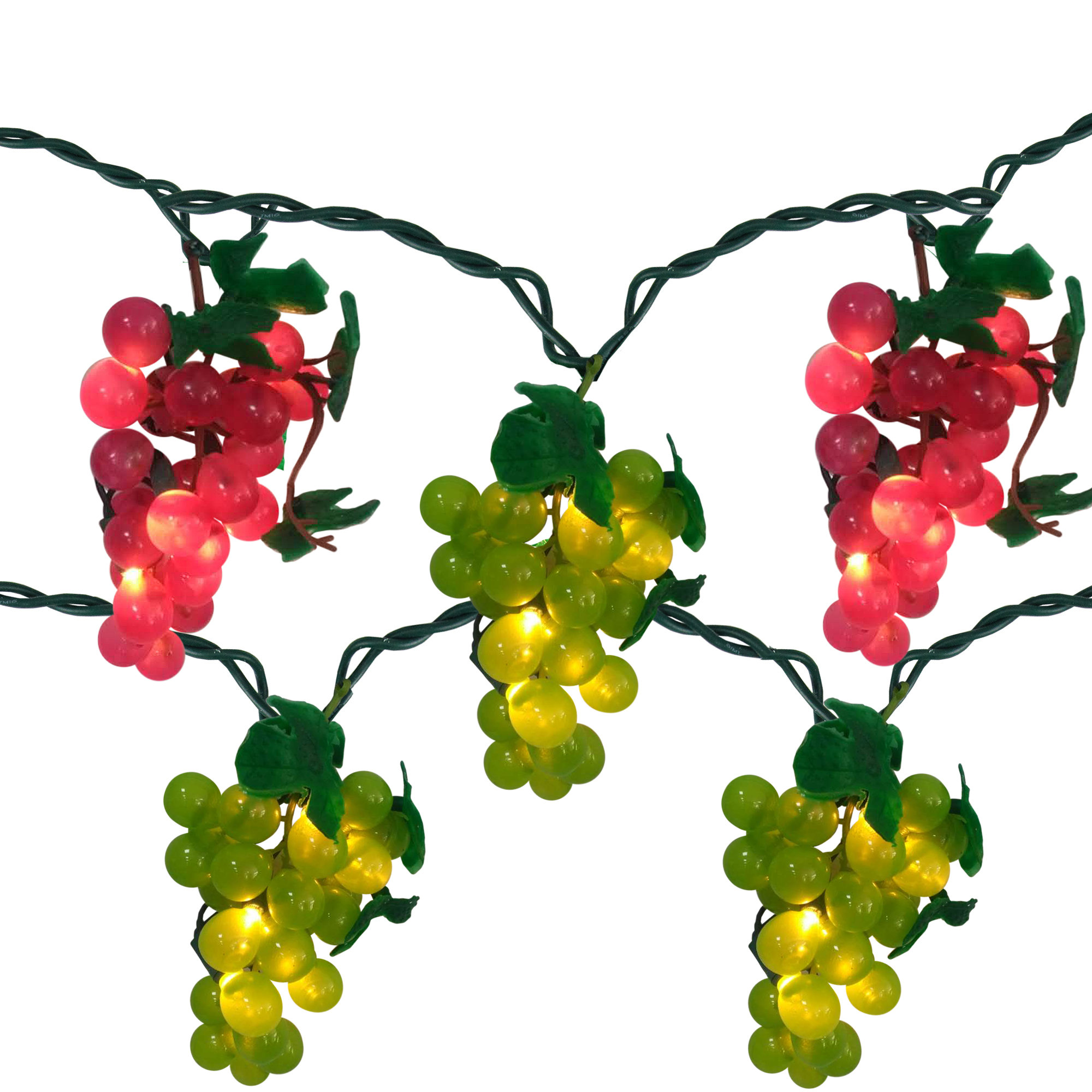Northlight Seasonal 5-Count Red and Green Grape Cluster String Light ...