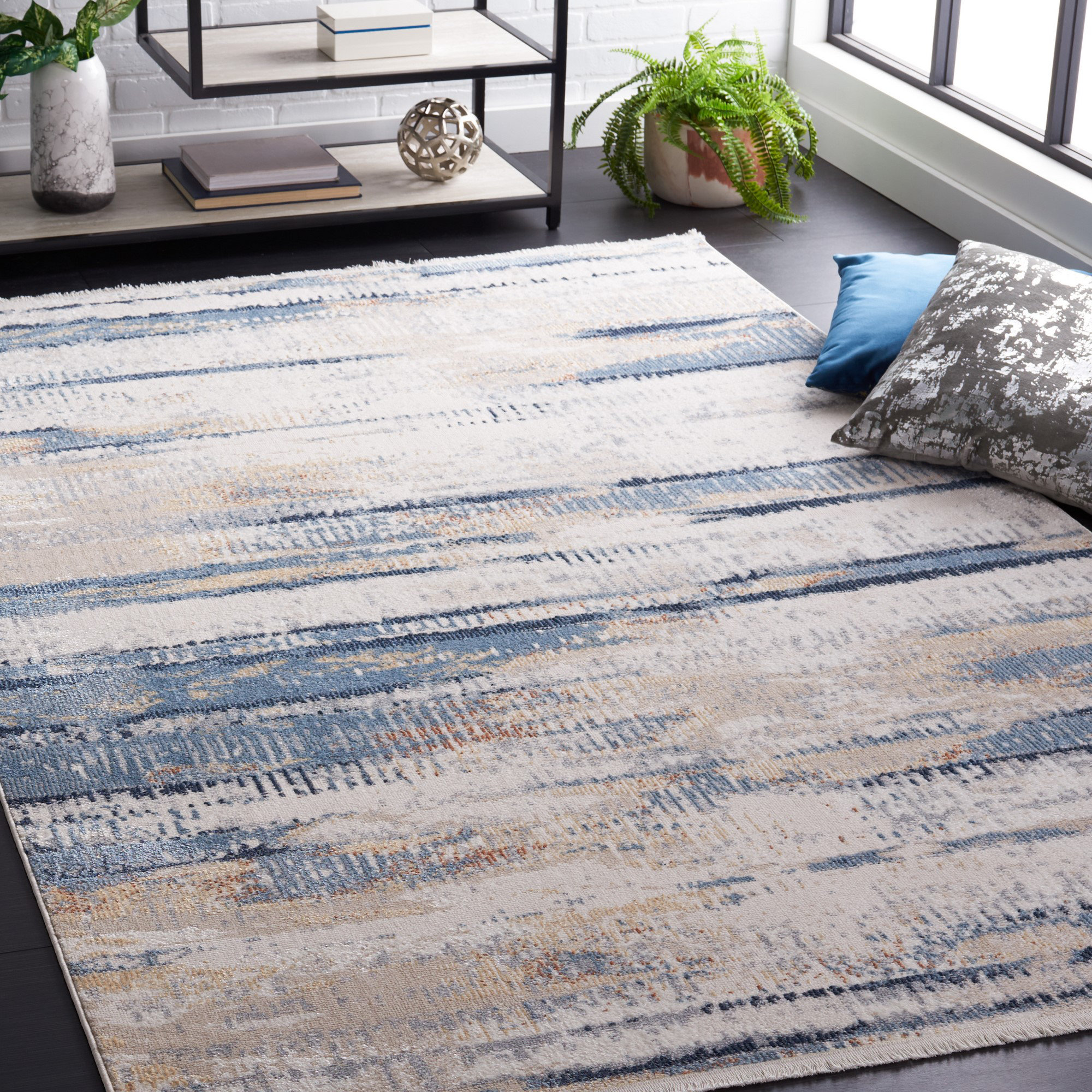 17 Stories Bayside Performance Machine Washable Abstract Rug & Reviews ...