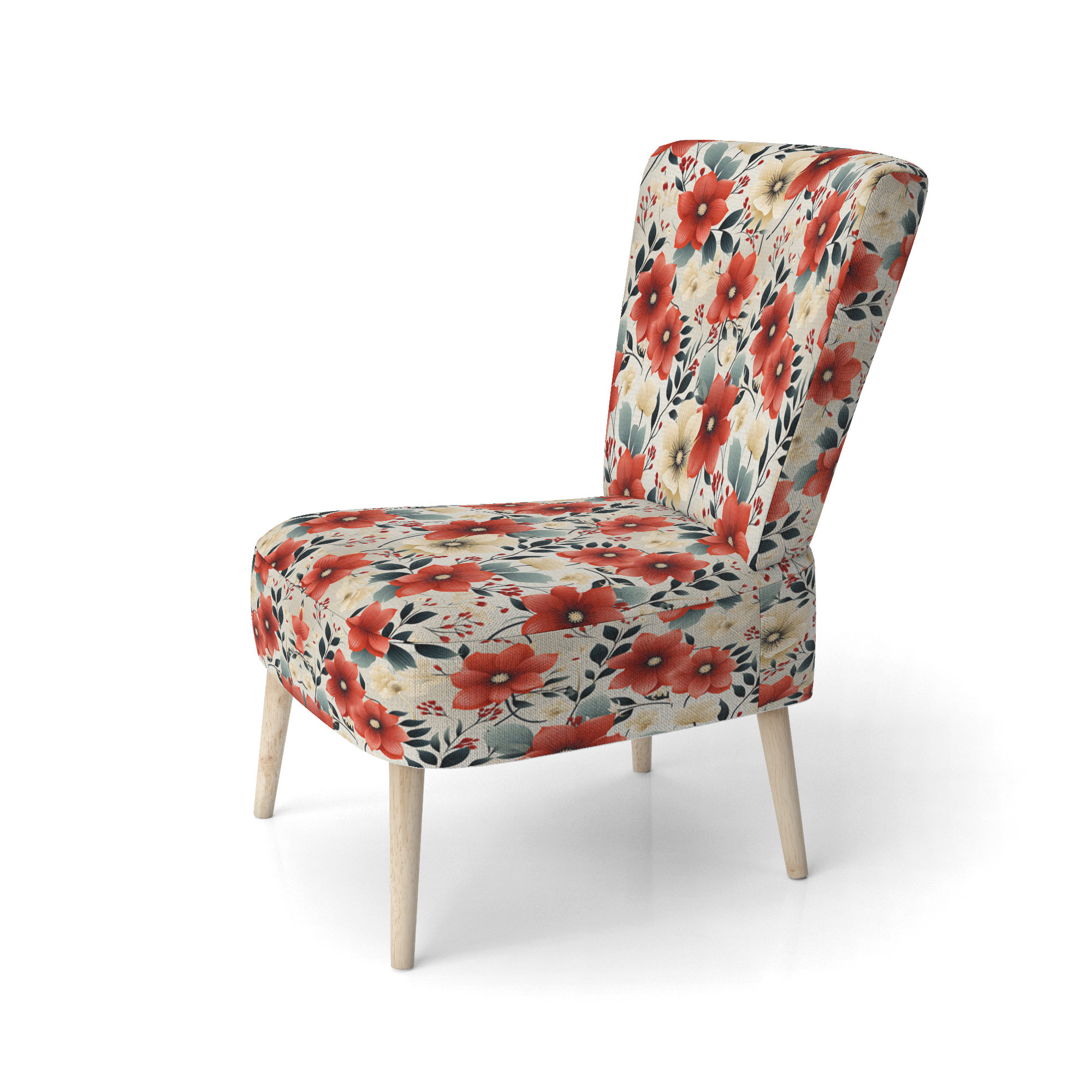 Red Barrel Studio® Vintage Romance Red Floral Bliss - Upholstered ...