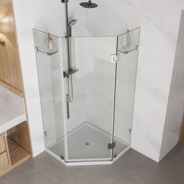 DeerValley 34'' W X 34'' D X 73'' H Frameless Neo-Angle Reversible ...