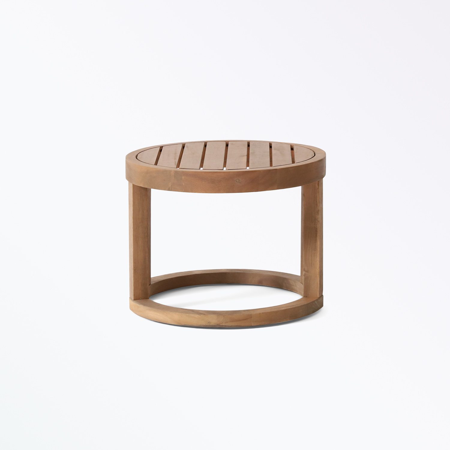 Ebern Designs Outdoor round shape Acacia Wood Side Table with semi ...