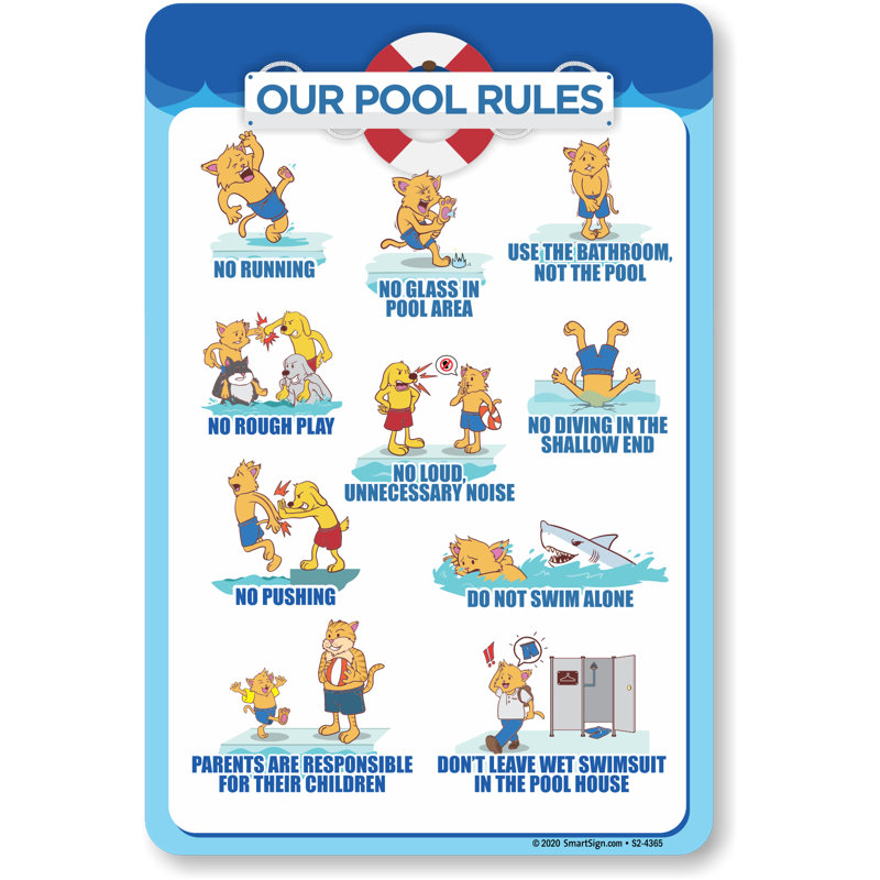 SmartSign Our Pool Rules - No Running, No Glass, No Rough Play, No ...