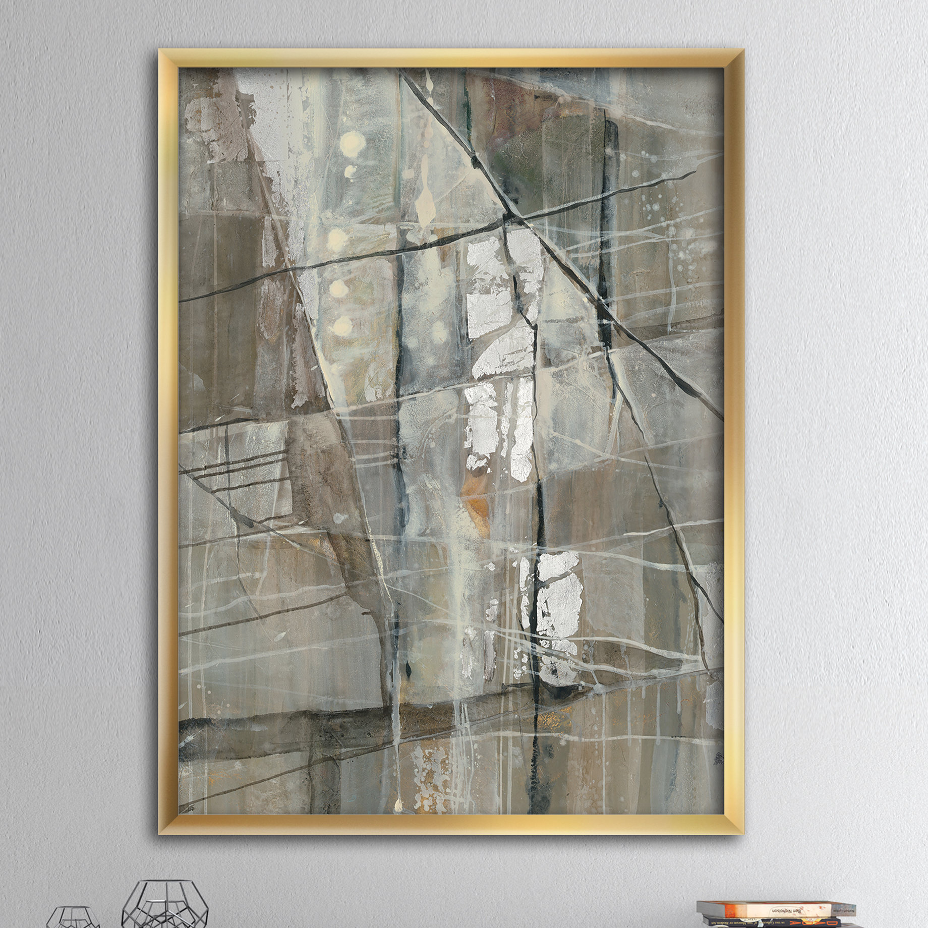 East Urban Home 'Silver and Beige Abstract Waterpainting' - Picture ...