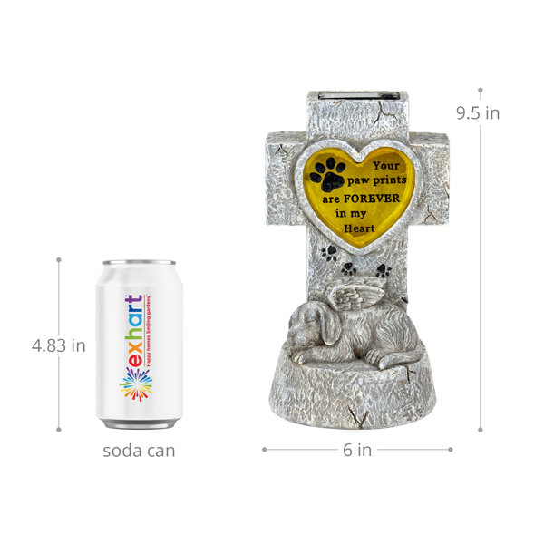 Exhart Solar Dog Memorial Cross Garden Marker, 6 X 5 X 9.5 Inches ...