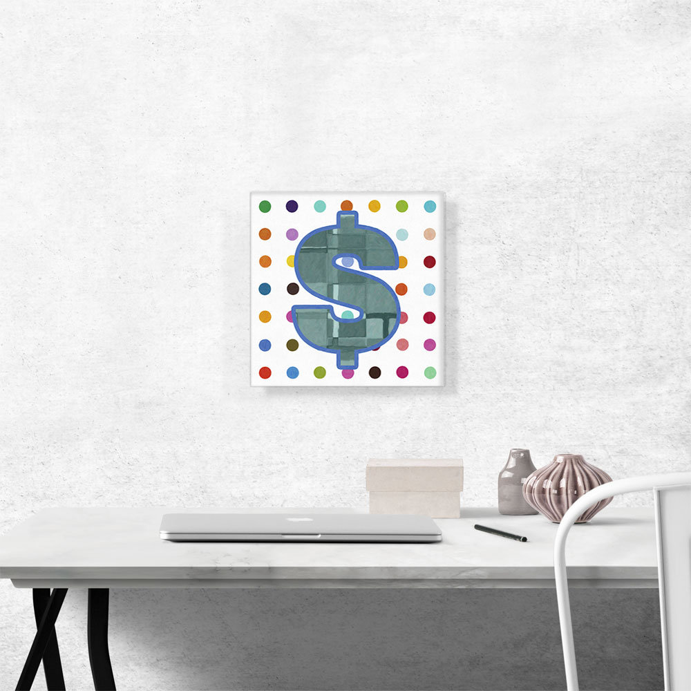 ARTCANVAS Fun Polka Dots Dollar Sign Symbol - Wrapped Canvas Textual ...