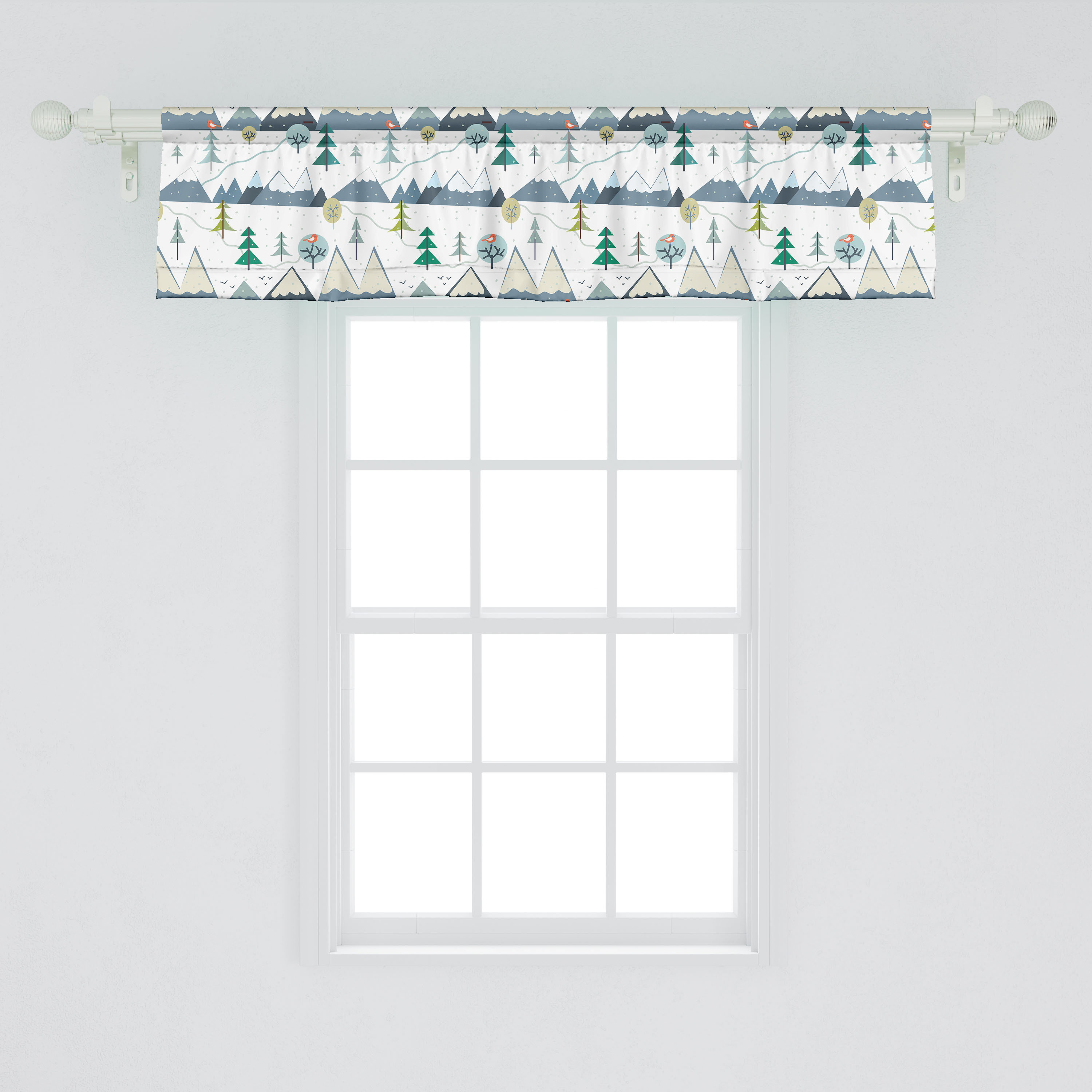 Ambesonne Winter Valance Pack of 2 Snowy Landscape Mountains Multicolor ...