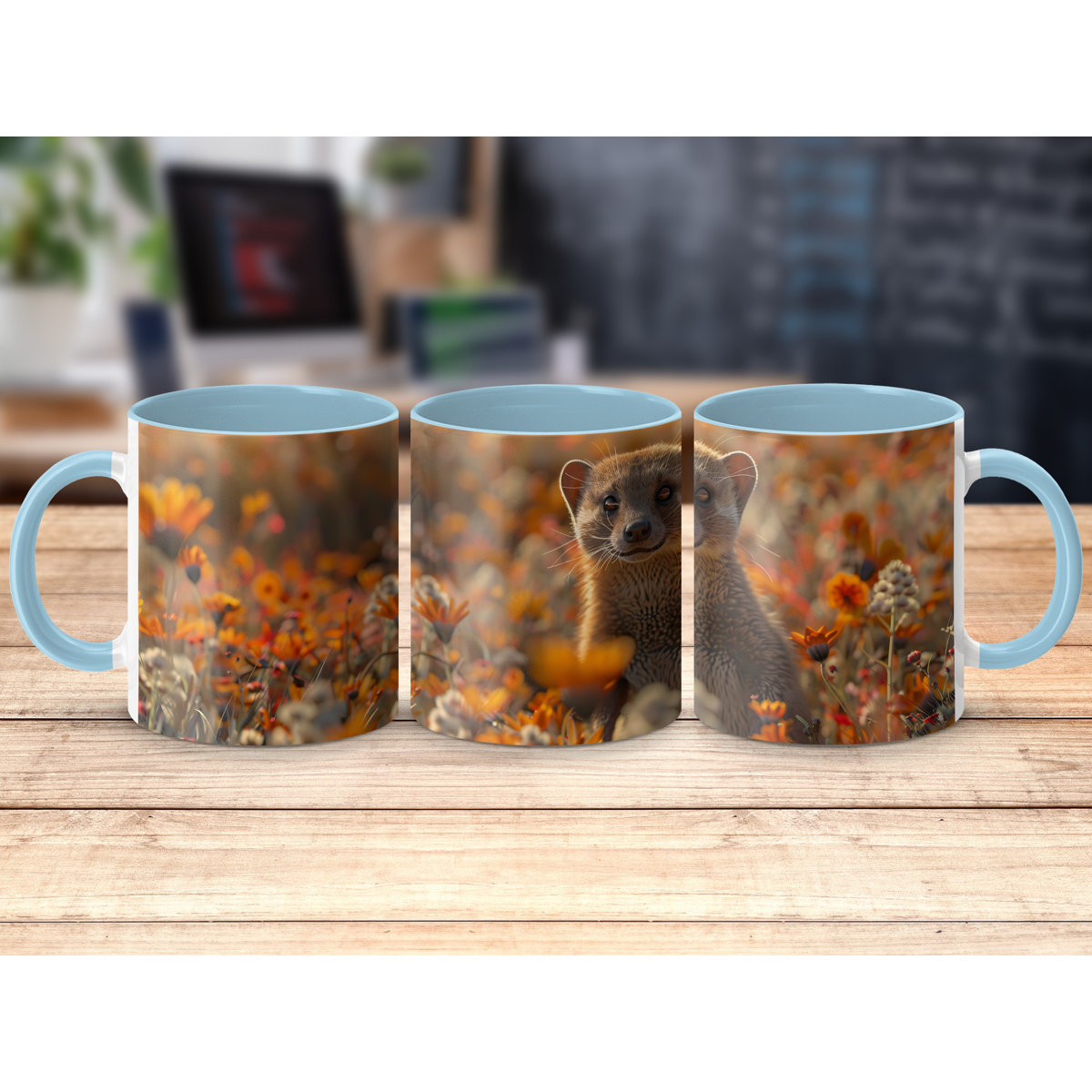 East Urban Home Set of 4 Animal Design 11oz Accent Mugs – Ceramic ...