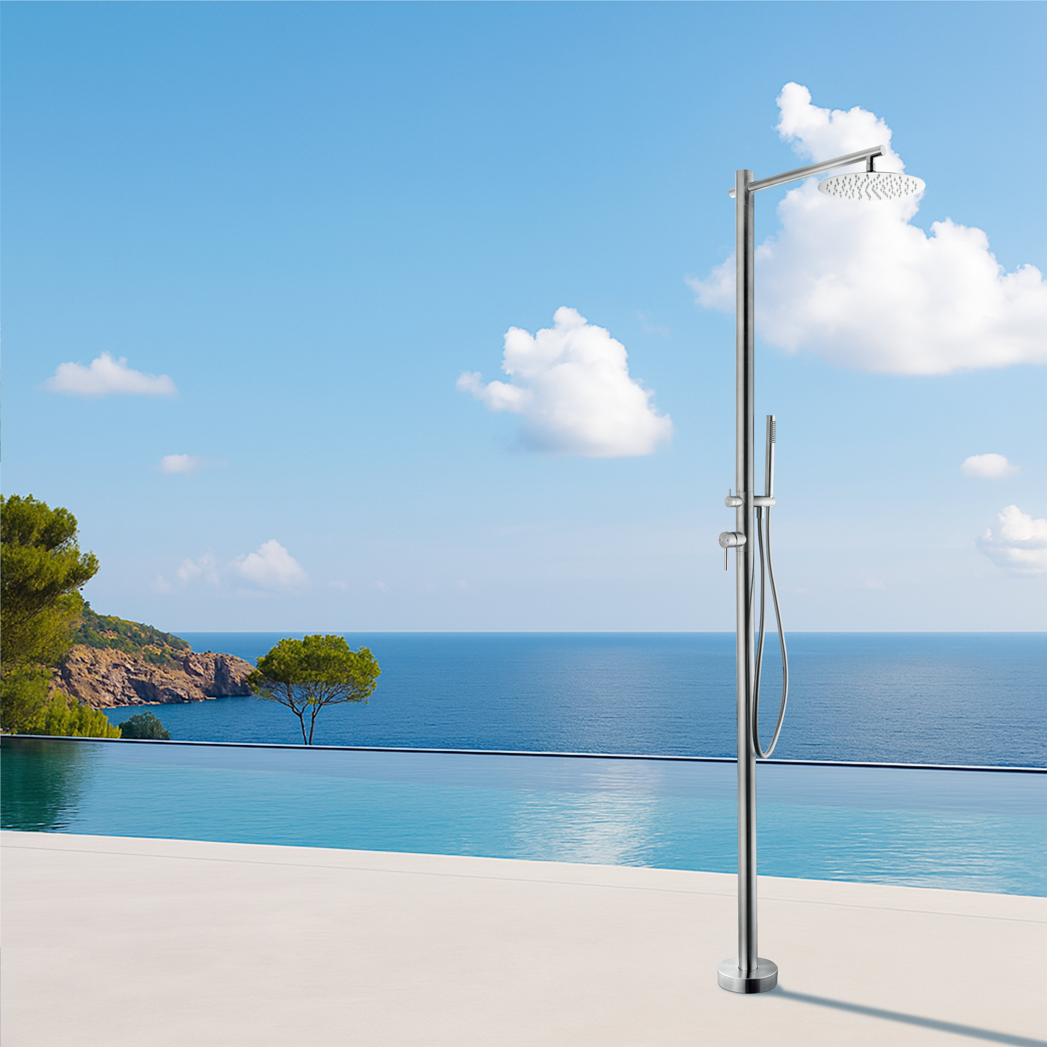 Homein 86.61"H Freestanding Outdoor Shower, 316 Stainless Steel, Hot ...