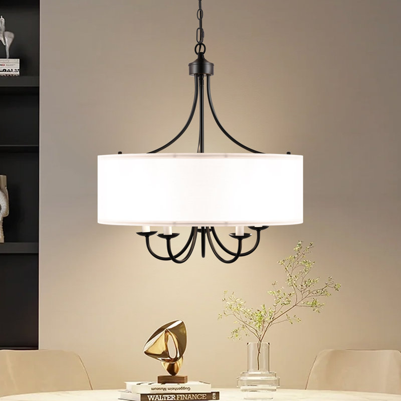 Winston Porter Noetzel 5 - Light Dimmable Drum Chandelier Dining Room ...