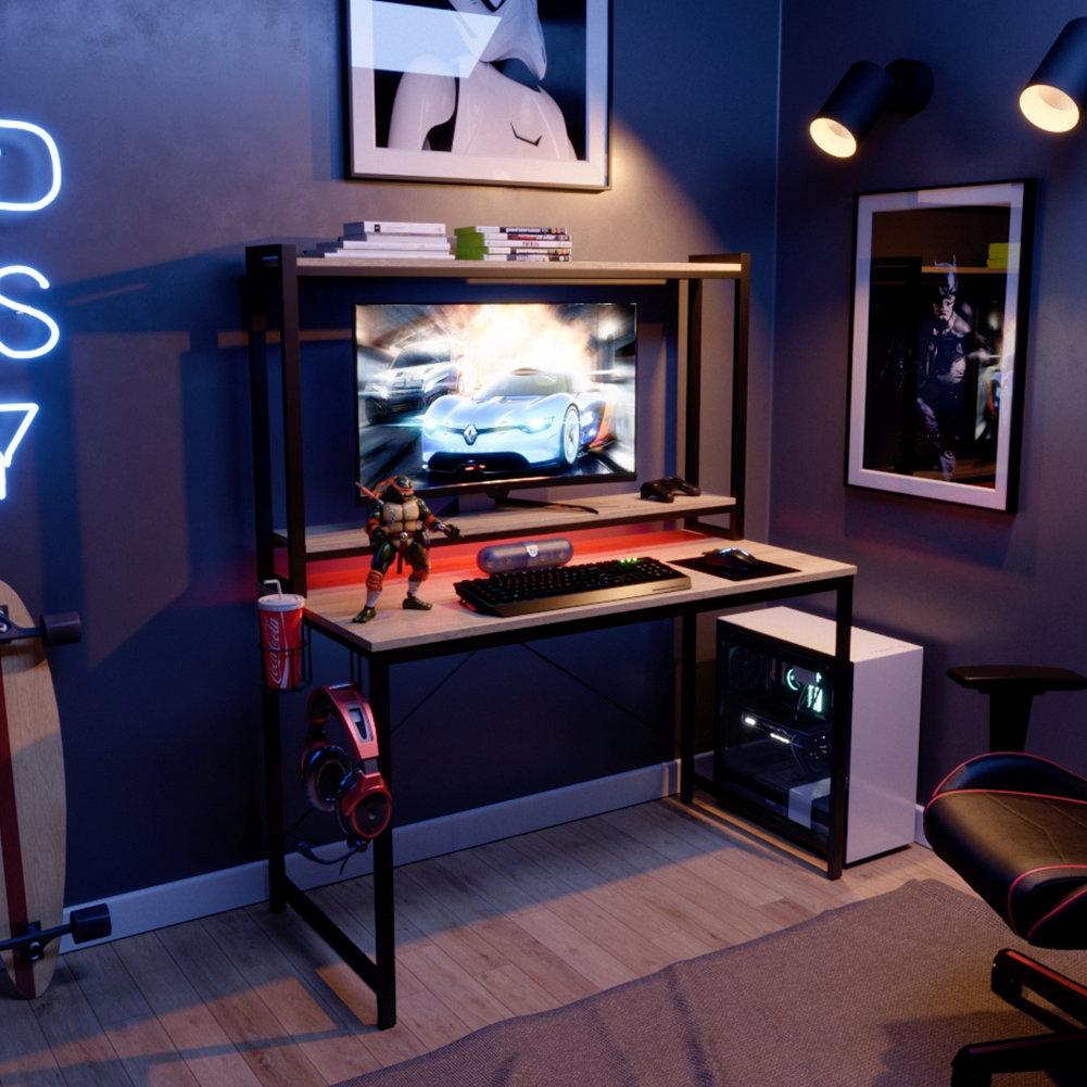 Ebern Designs Chyla Gaming Desk with Hutch & Reviews | Wayfair