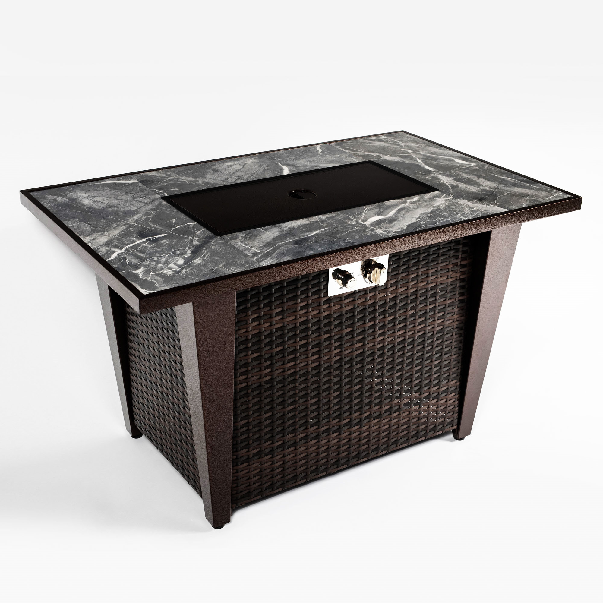 Latitude Run® 42Inch Rattan Fire Pit Table With Ceramic Tile Tabletop ...