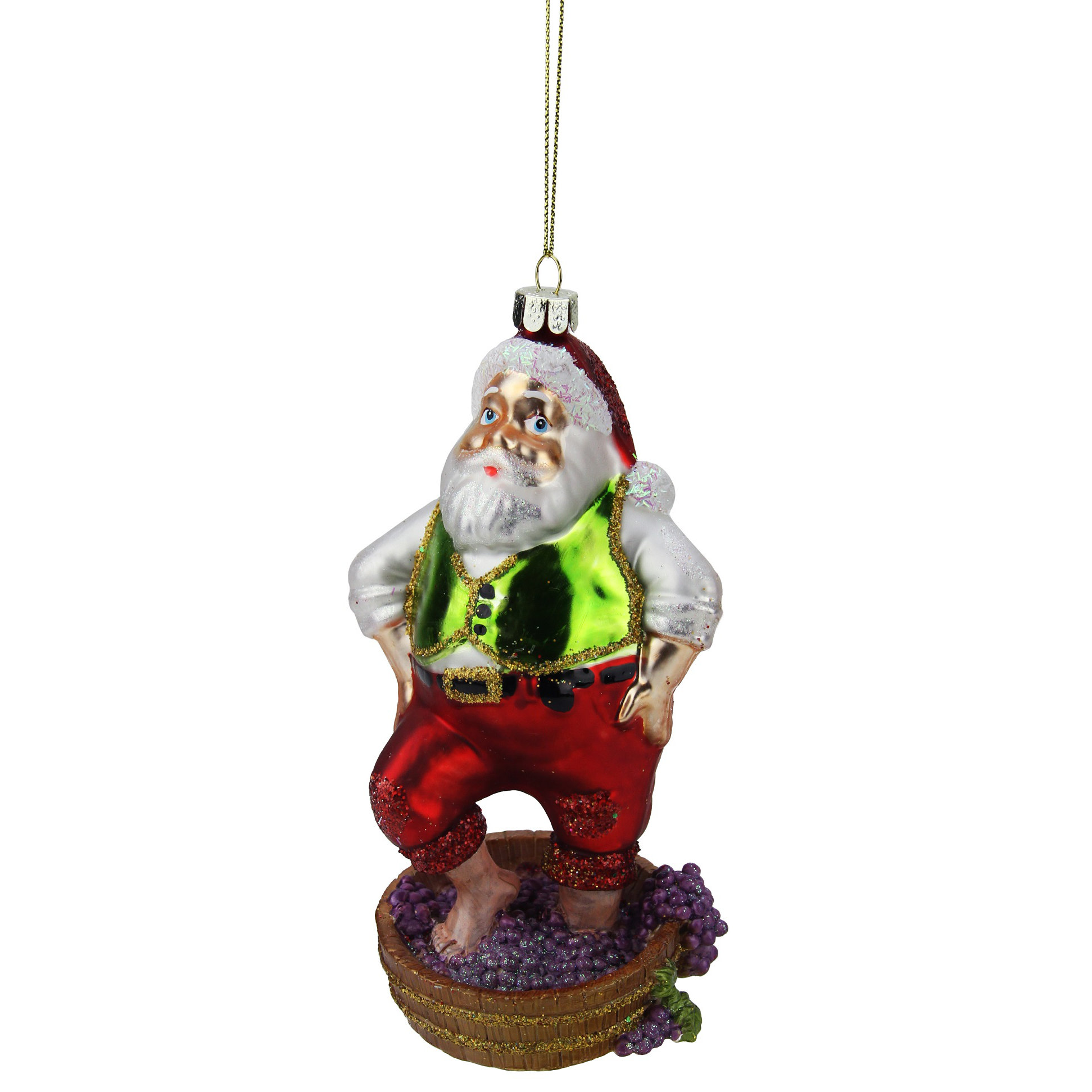 Northlight Seasonal 6" Green and Purple Santa Claus Stomping Grapes ...