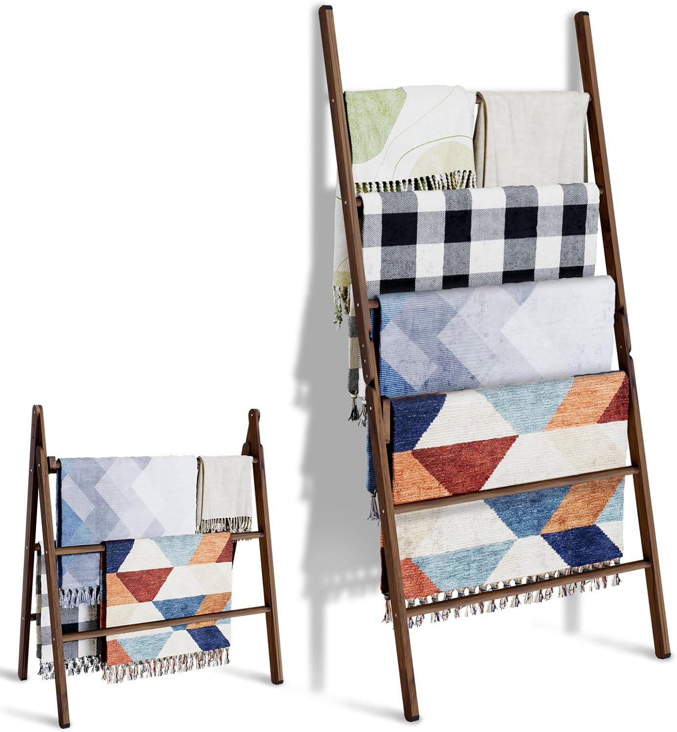 Red Barrel Studio 6-Tier Wide Double Blanket Ladder Wood, Rustic ...