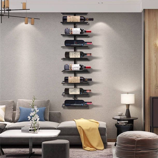 Prep & Savour Cynthy 9 Bottle Wall Mounted Wine Bottle Rack in Brown ...