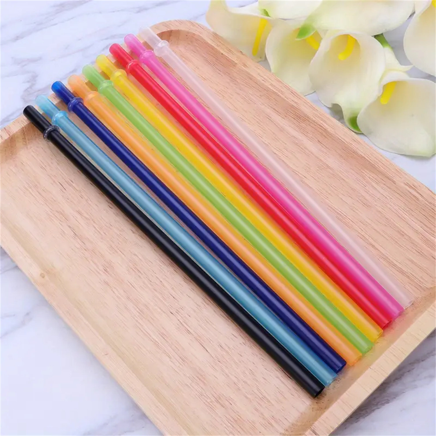 Panarciss 100Pcs 10.63In Reusable PP Plastic Straws, Multi Colors, With ...
