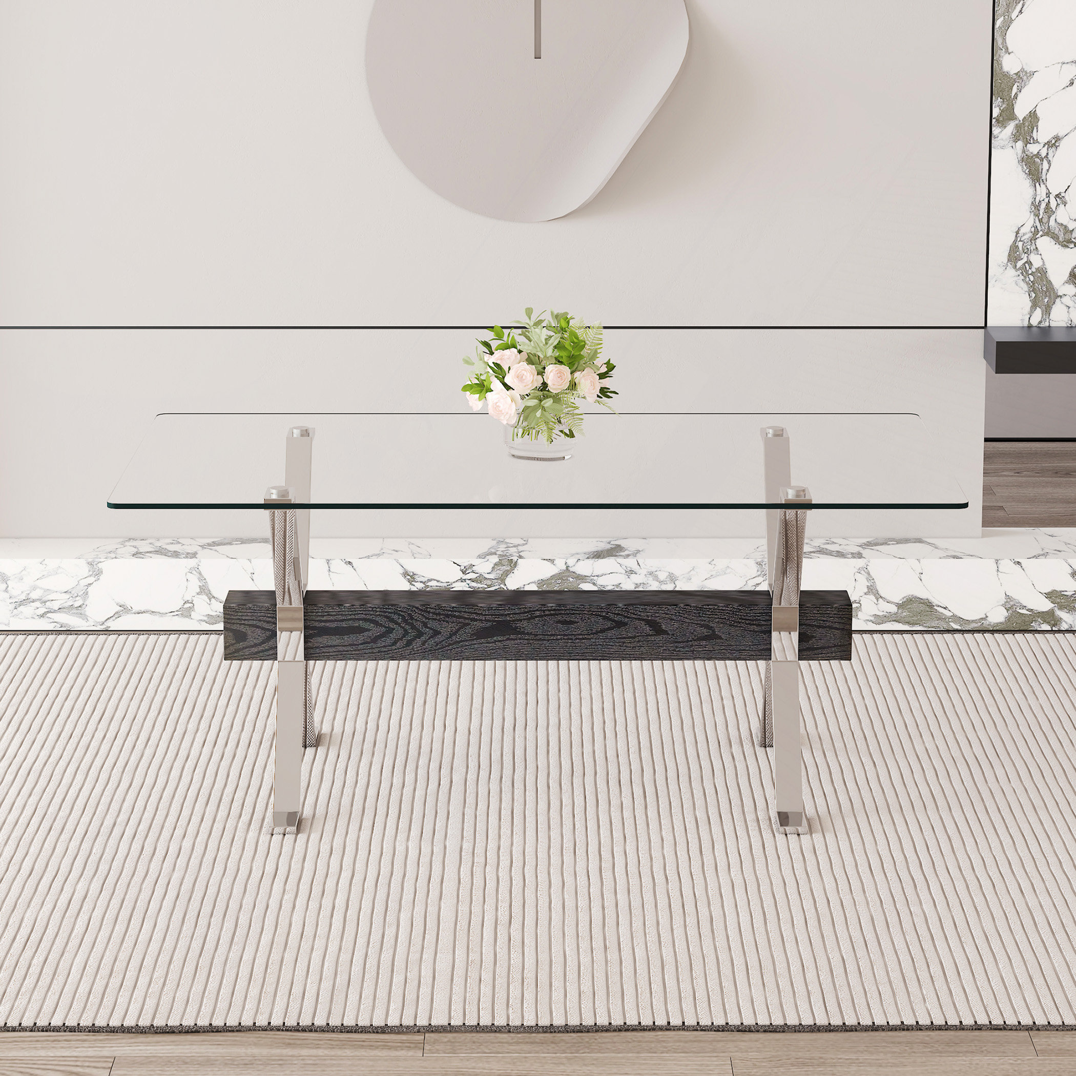 Brayden Studio® Desk,Dining Table. Modern Tempered Glass Dining Table ...