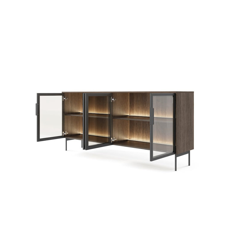 Metro Lane Lumi Display Glass-Fronted Sideboard Cabinet 181cm - Built ...