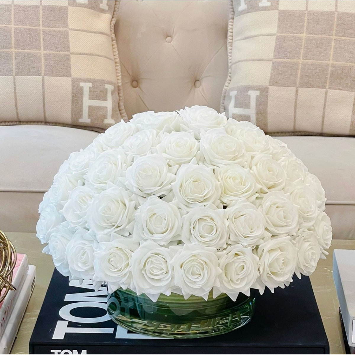 Flovery X Large Stems 60 Roses - White Real Touch Faux Rose Stems ...