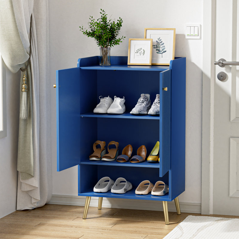 George Oliver Makasia Free Standing Shoe Racks Storage Cabinet with 2 ...