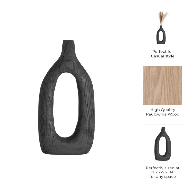 Joss & Main Cut-out Vase, Paulownia Woo, Decorative Rustic Vase for ...