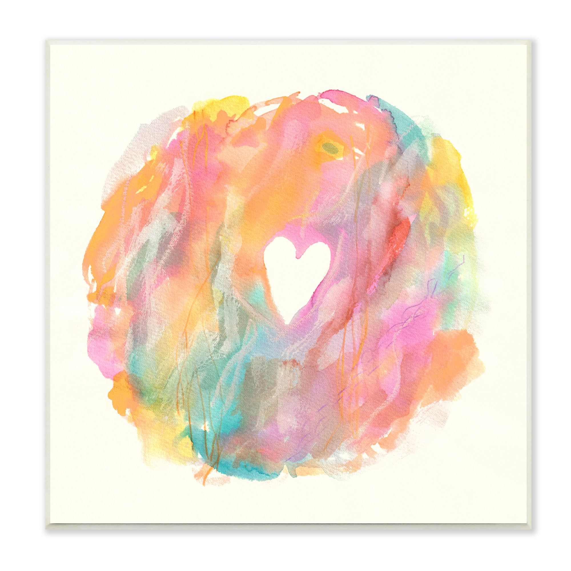 Stupell Industries " Abstract Heart Shape Fluid Mixed Pastels Painting ...