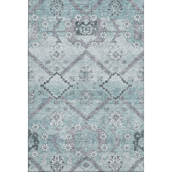 Bungalow Rose Premium Machine Washable Howton Teal Rug | Wayfair