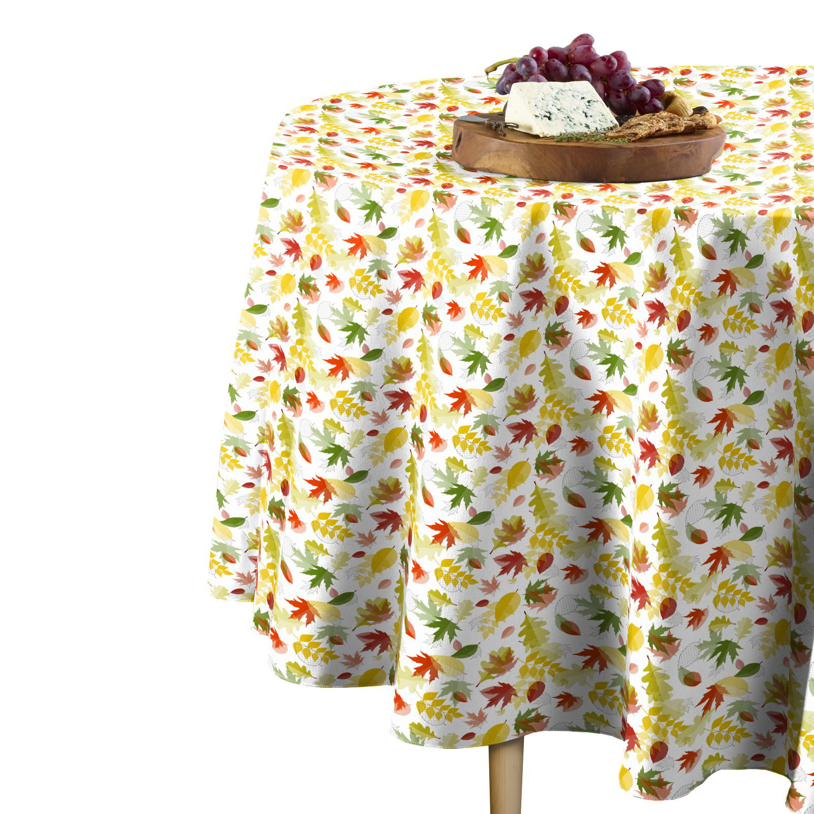 The Holiday Aisle® Mayfield Leaves Allover Round Tablecloth | Wayfair