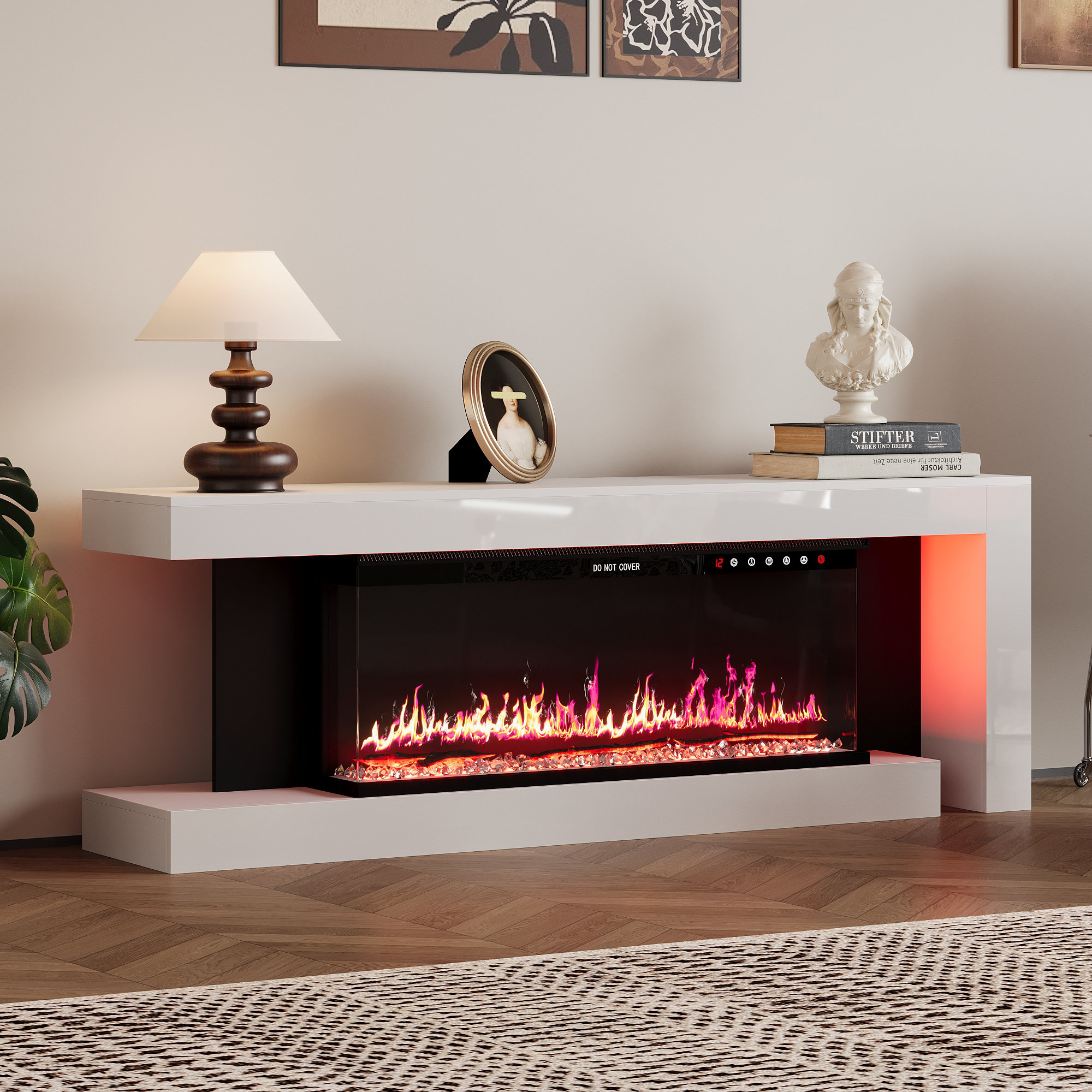 Ivy Bronx 67'' W TV Stand Media Console With Electric Fireplace Heater - Wayfair Canada