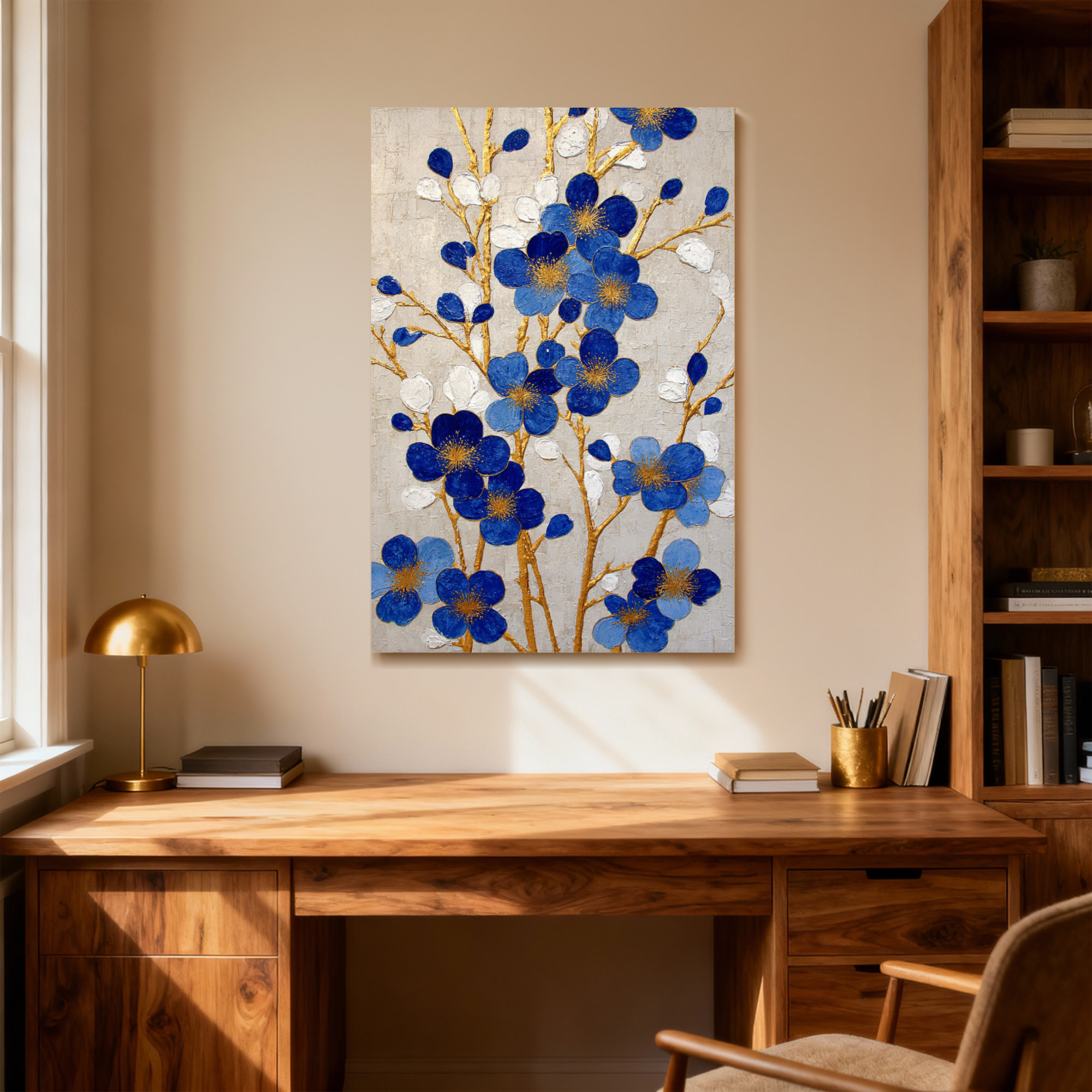 Mercer41 Plants &Flowers Blue Flowers With Gold Stems And White Accents ...