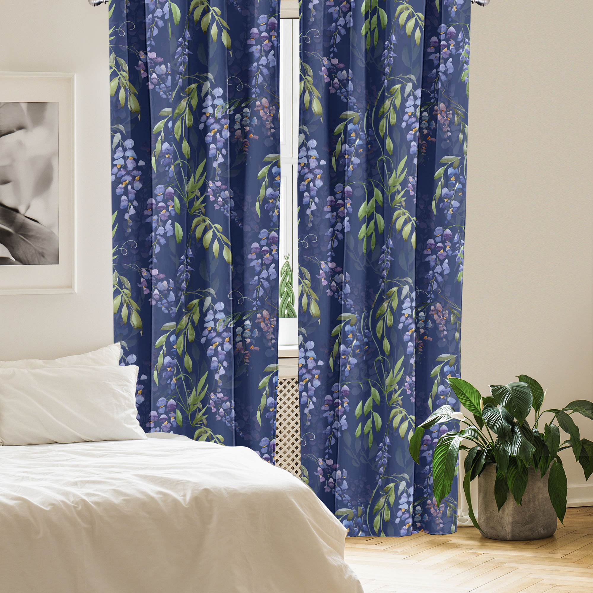 East Urban Home Spring Curtains Wistaria Flowers with Leaves Pair of ...