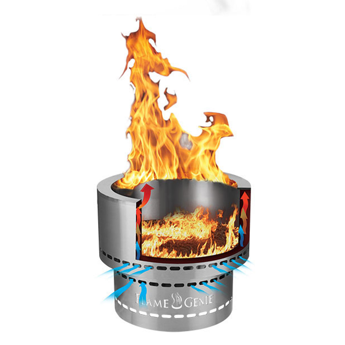 Flame Genie 12.5" H x 13.5" W Stainless Steel Wood Burning Outdoor Fire ...