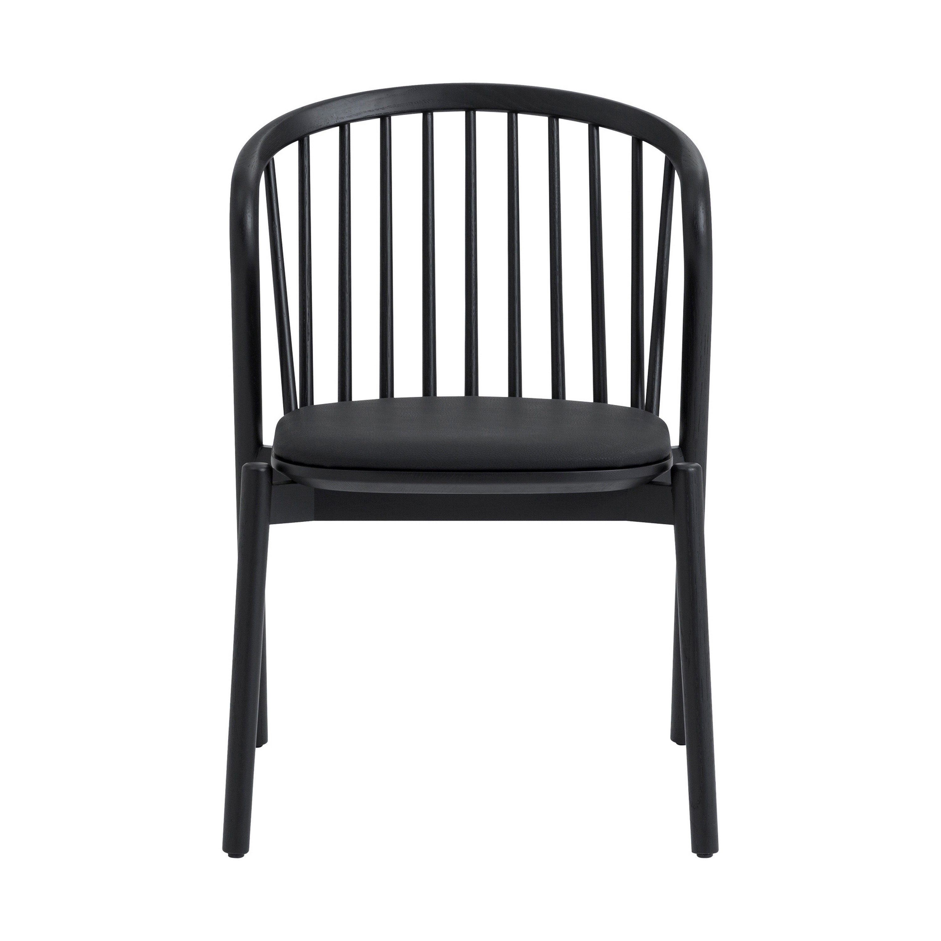 Benjara Rchy Dining Chair Set Of 2, Curved Spindle Back, Faux Leather ...