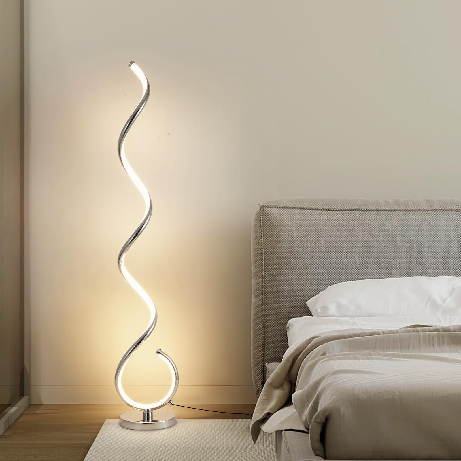 Orren Ellis Spiral LED Floor Lamp For Living Room,40W Modern Floor ...