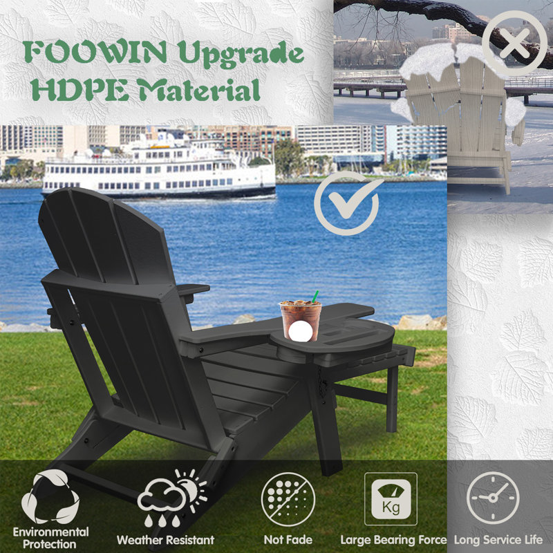 Highland Dunes Adjustable Backrest Adirondack Chair HDPE Adirondack ...