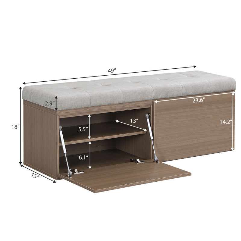 Hokku Designs 8 Pair Shoe Storage Bench With Padded Seat Cushion | Wayfair