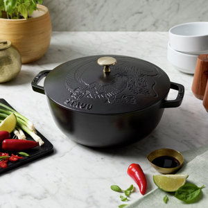 Staub Cast Iron 3.75-qt Essential French Oven with Dragon Lid - Matte ...