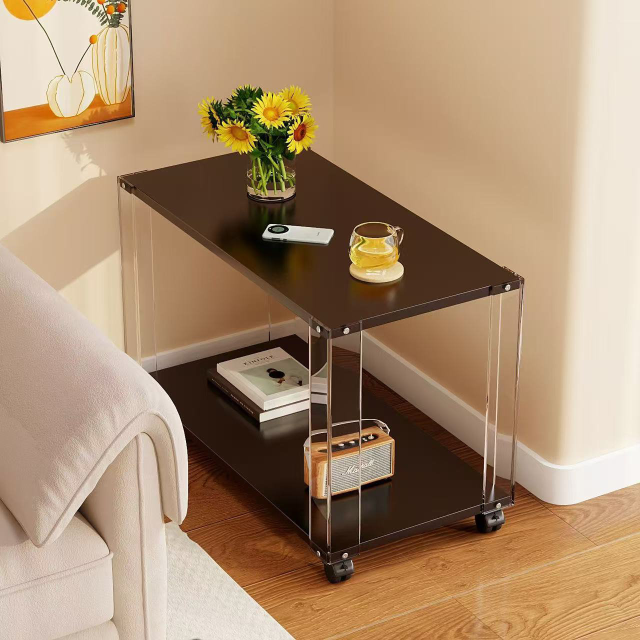 Wrought Studio™ Acrylic Side Table, Clear End Tables, Home Bathroom ...