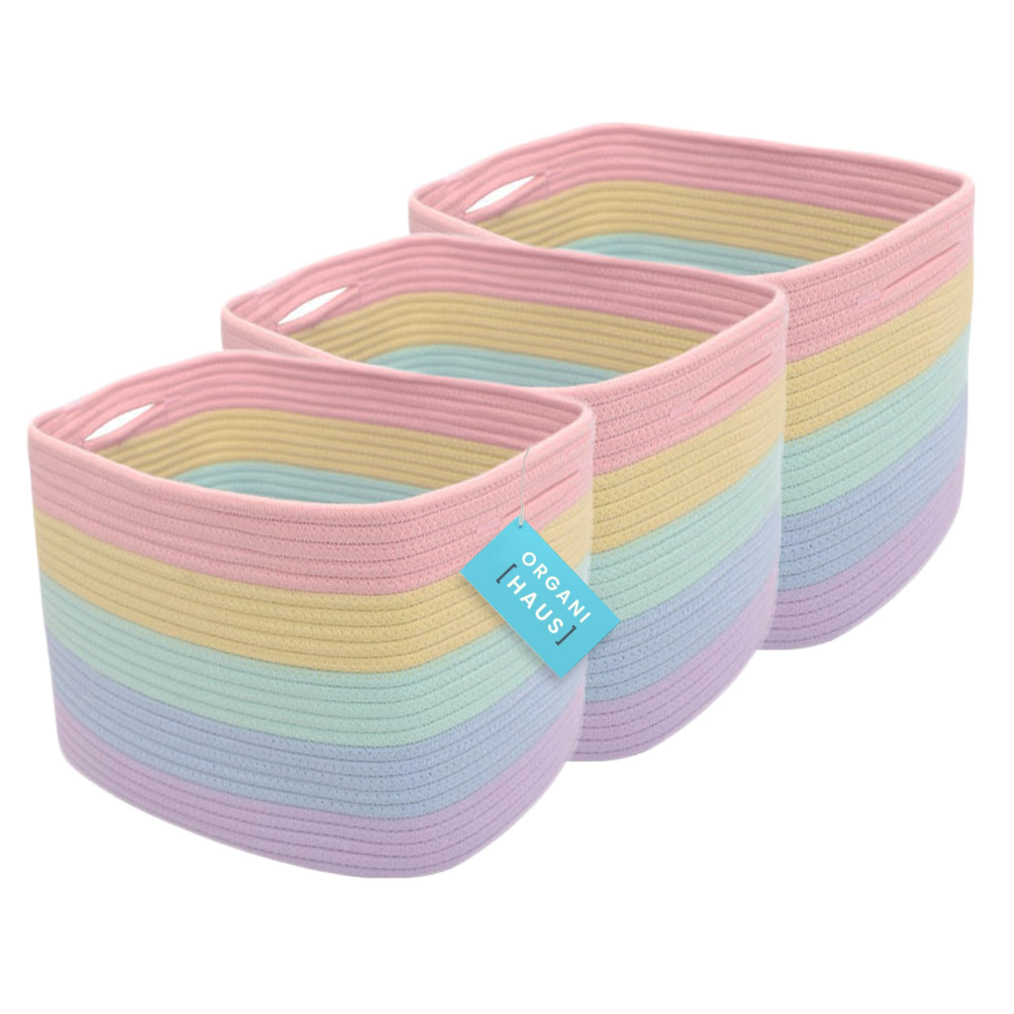Hokku Designs Set Of 3 Cute Rainbow Storage Basket For Toys & Cloths ...