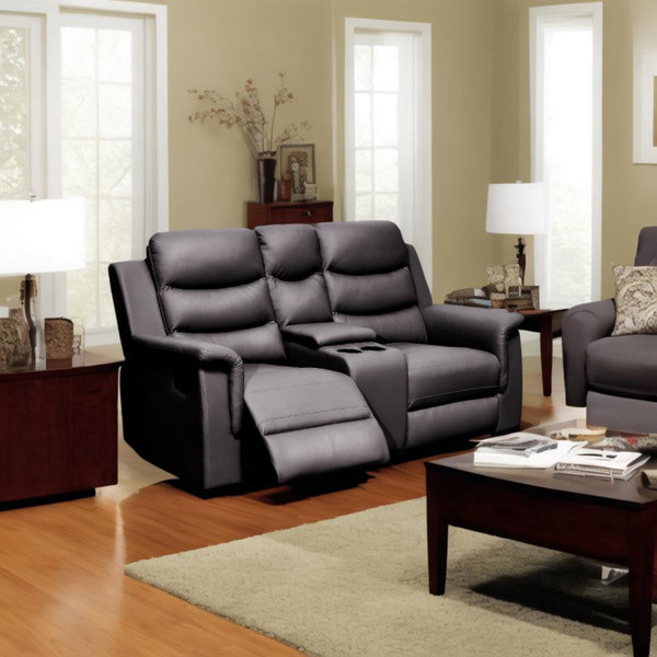 Ebern Designs Reclining Loveseat With Middle Console Slipcover, Stretch ...
