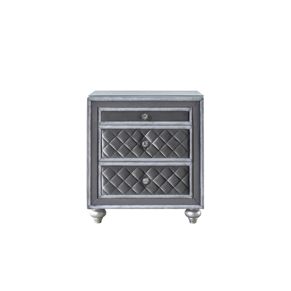 Mercer41 1Pc Glam 3-Drawer Nightstand Velvet Tufted Drawer Front ...