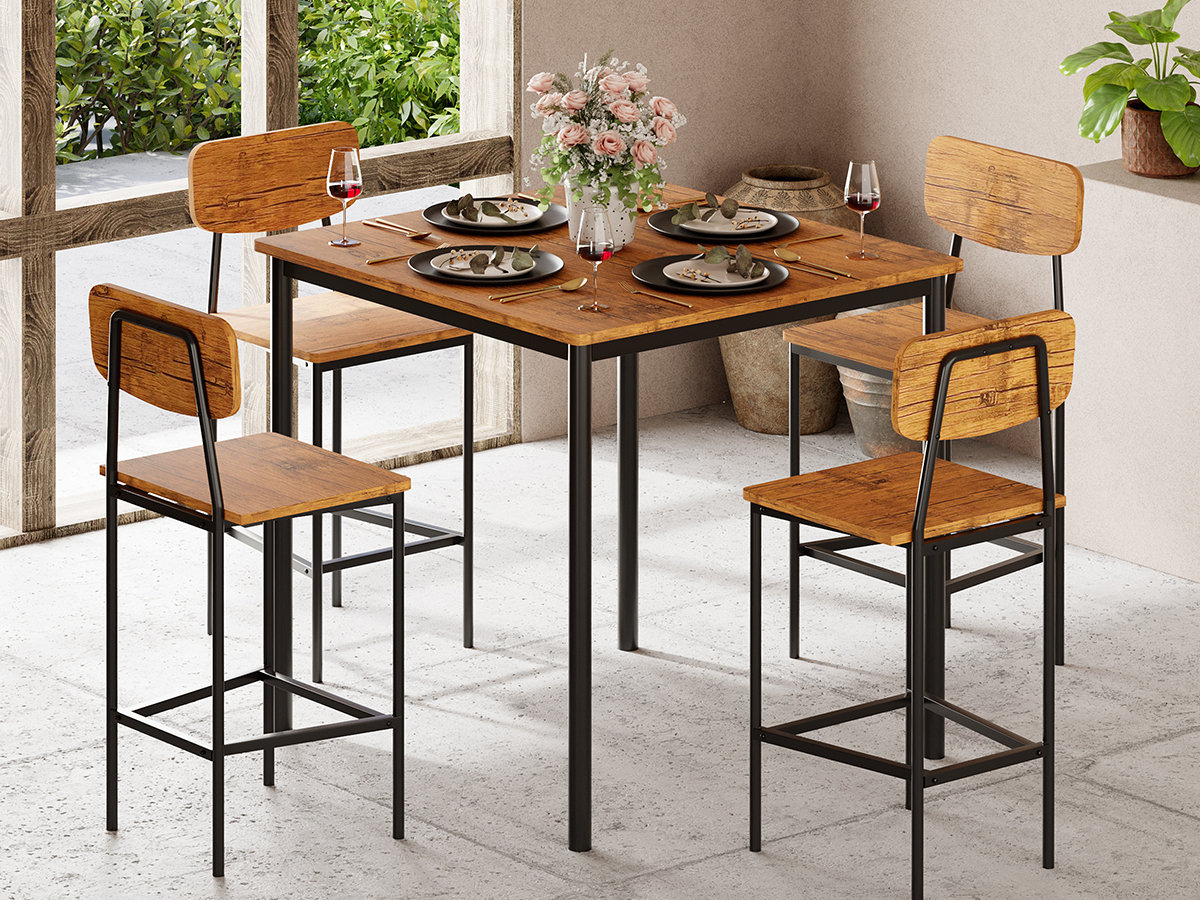 17 Stories Kitchen Table and Chairs of 4 with Space-Saving Design | Wayfair