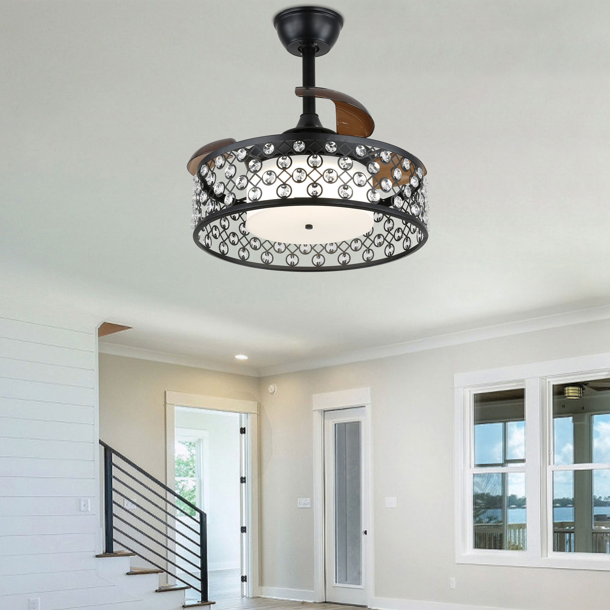 17 Stories Harti 22'' Ceiling Fan with LED Lights and Remote Control 6 ...