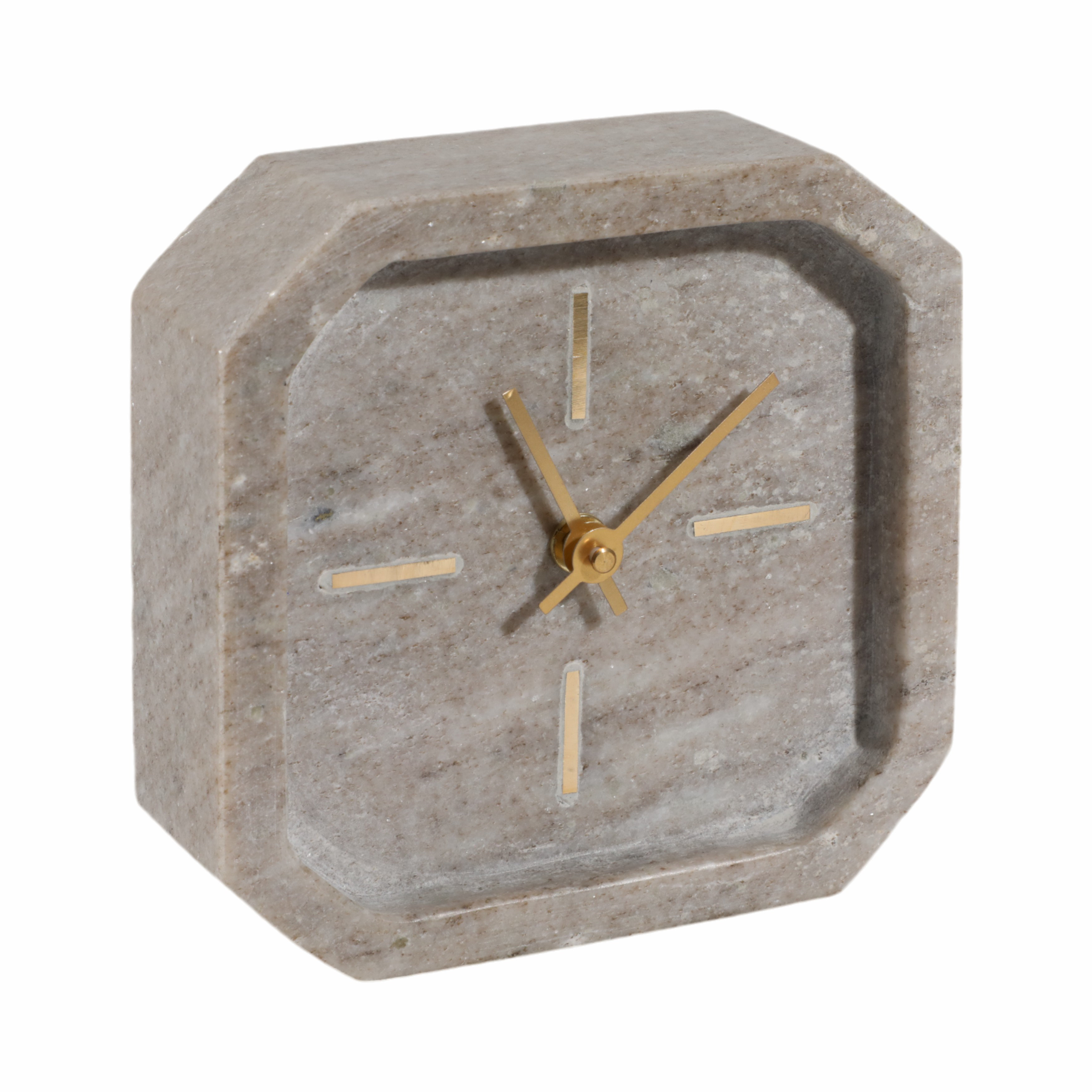 Latitude Run® Stone Marble Clock Modern Glam Style Decorative Accent ...