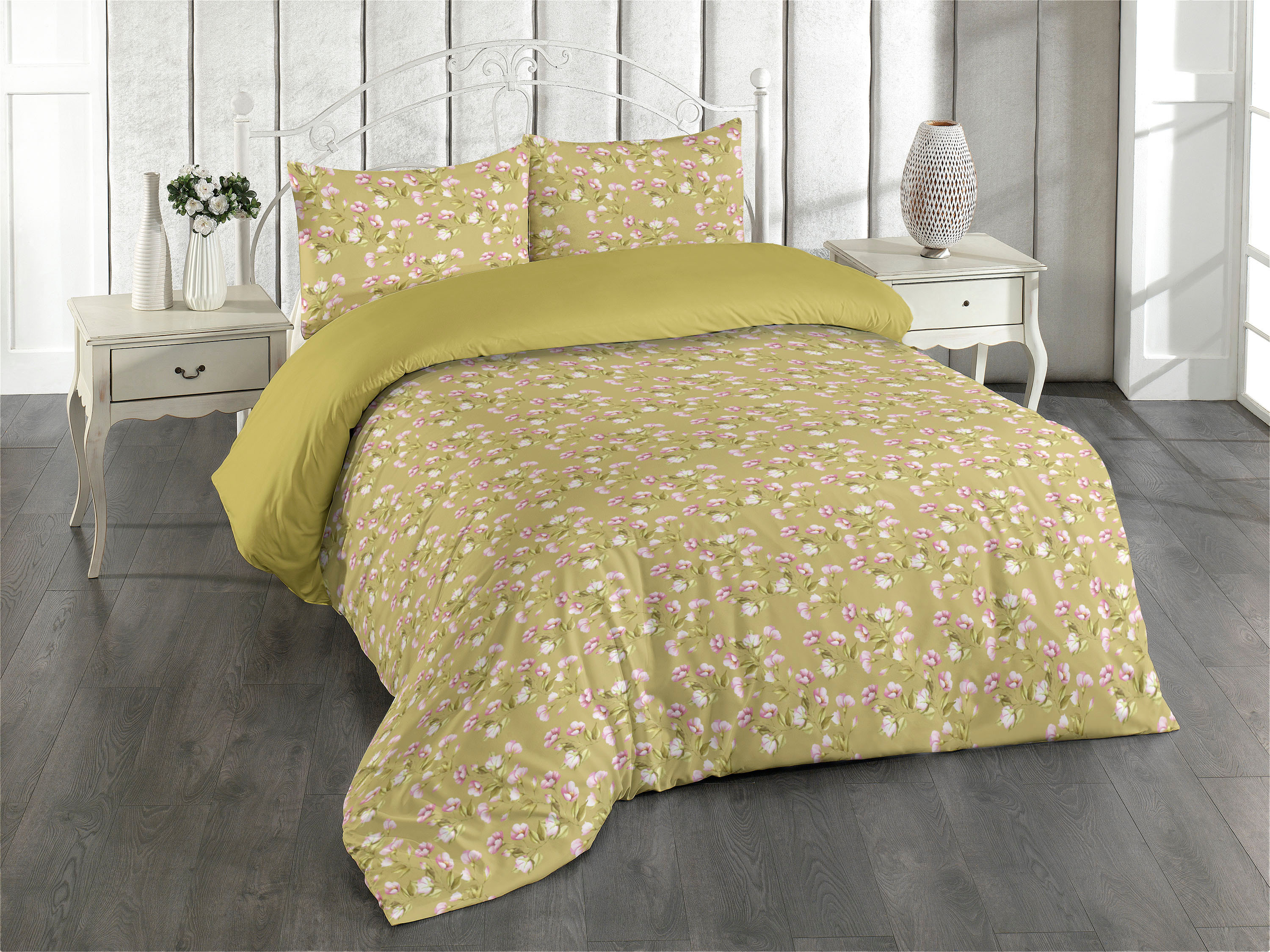 Ambesonne Spring Duvet Cover Set Flowers Leaves Summer Hope Pink Camel ...