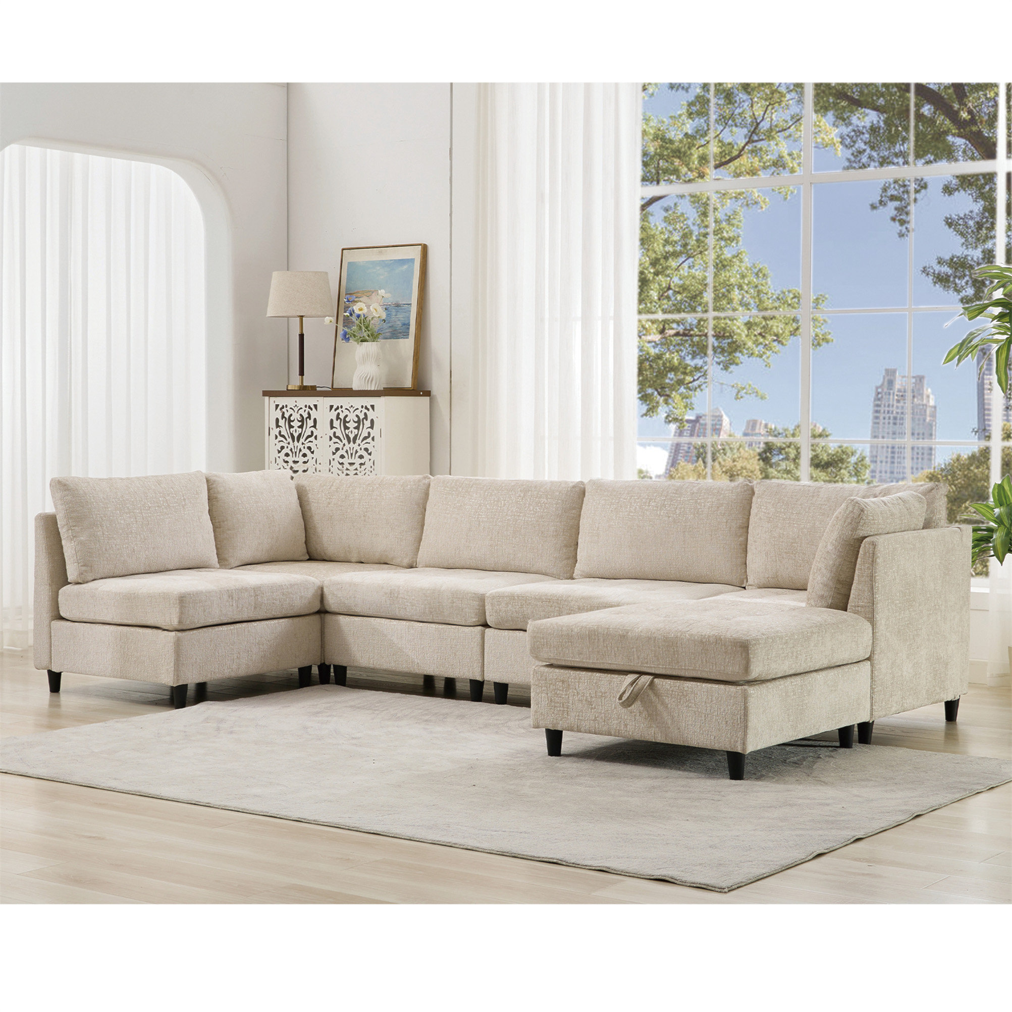 Hokku Designs Versatile Convertible Modular Sofa With Ottoman For ...