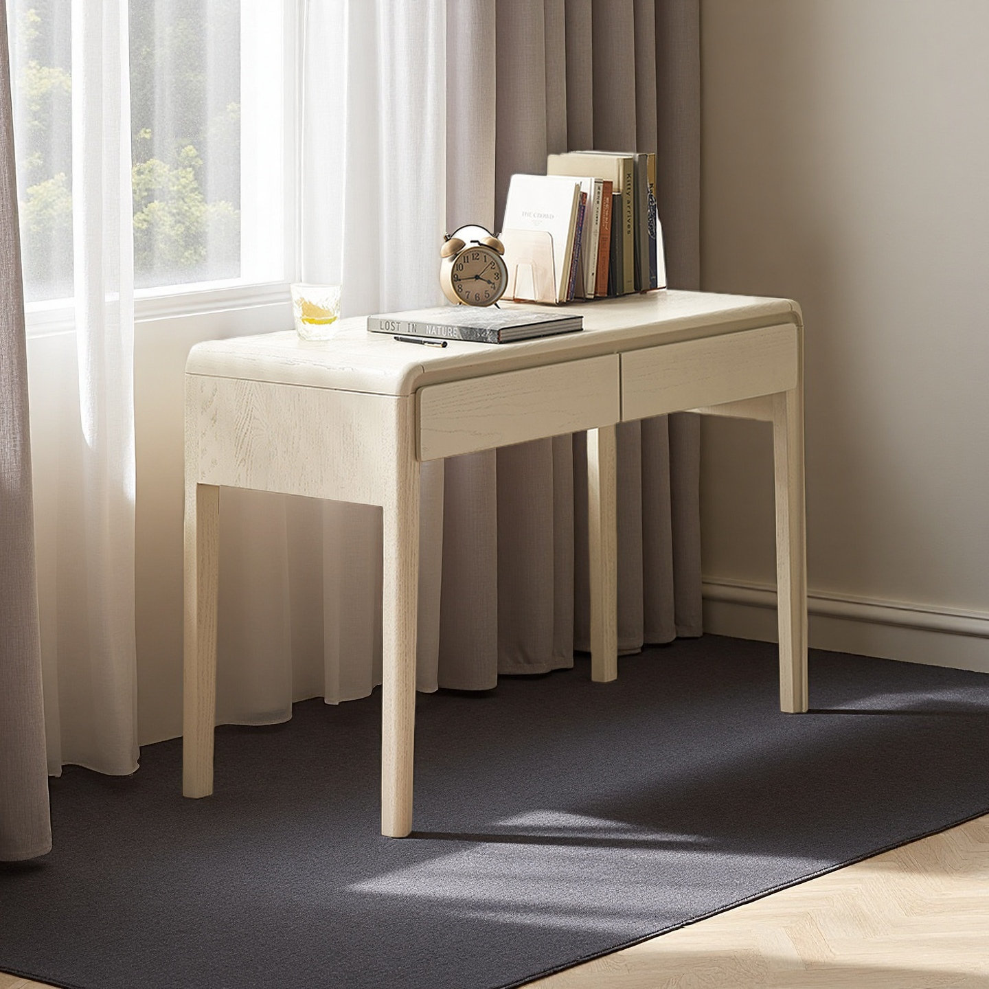 Latitude Run® Modern solid oak office desk | Wayfair