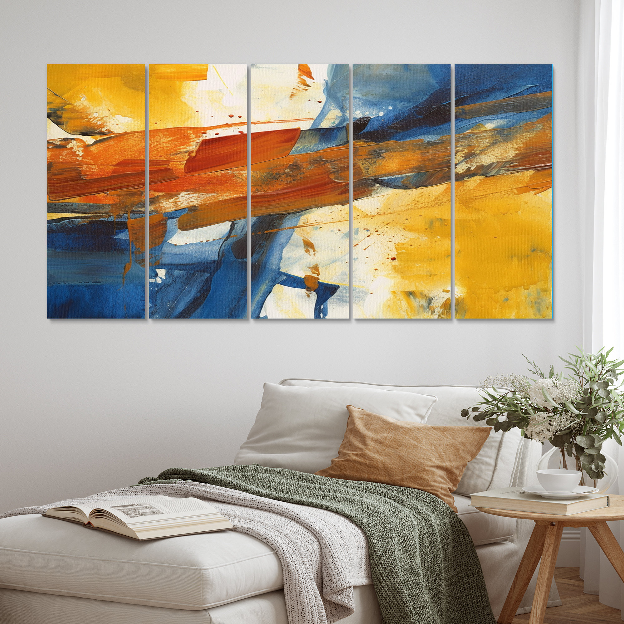 Wrought Studio™ Evening Glow Abstract Orange And Royal Blue - Abstract ...