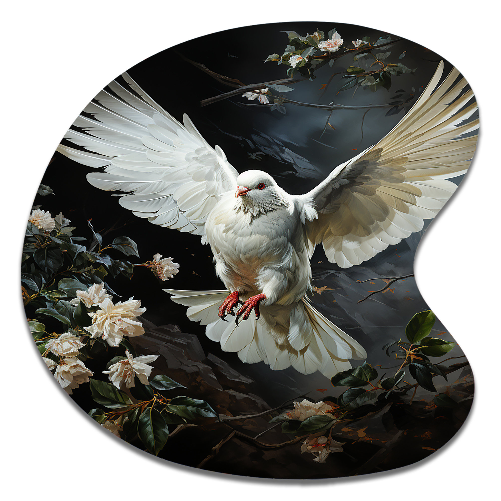 Design Art White Dove Messenger Of Peace - Dove Drop Shape Asymmetric ...