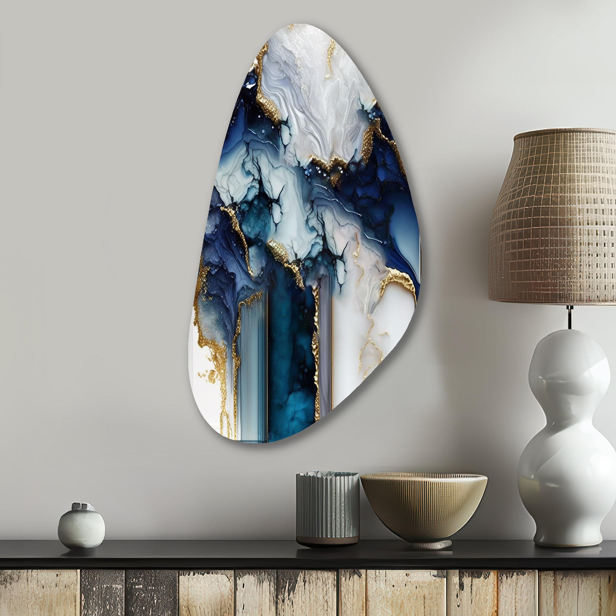 Design Art Abstract Geode White And Blue Marble I - Abstract Marble ...