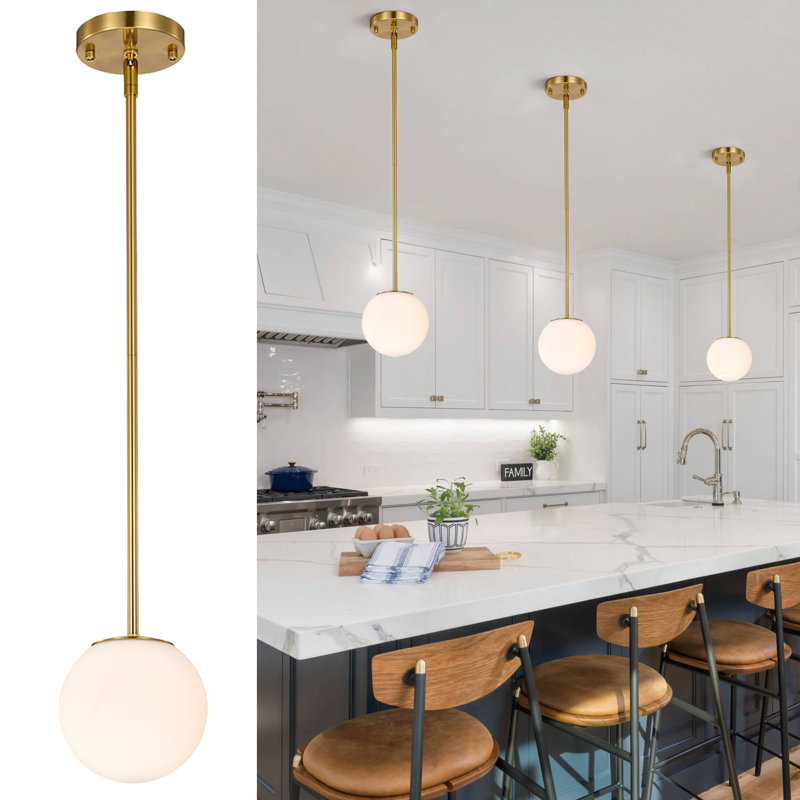 Mercer41 glass globe pendant lights kitchen island light gold | Wayfair
